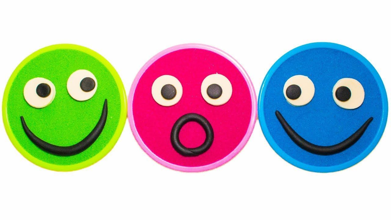 РАЗНОЦВЕТНЫЕ Смайлики из КИНЕТИЧЕСКОГО ПЕСКА Учить Цвета МАША И МЕДВЕДЬ Сказочный Патруль ЛУНТИК