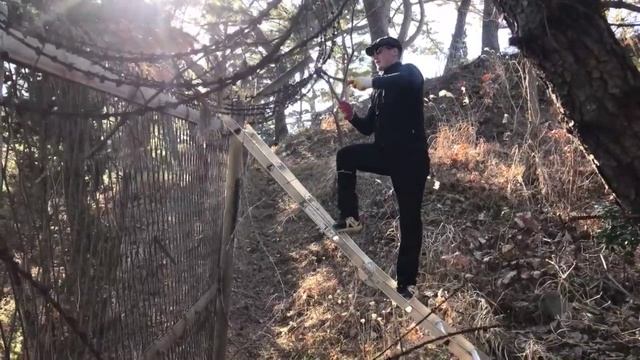 Процесс демонтажа колючей проволоки