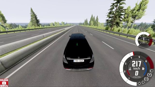 BeamNG Drive Перекрытый автобан, Столковение с бетонными блоками! (Maybach Pullman) Мод патруль!