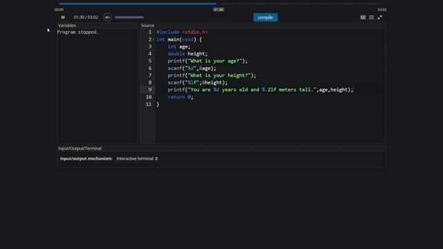Read integers and doubles with scanf