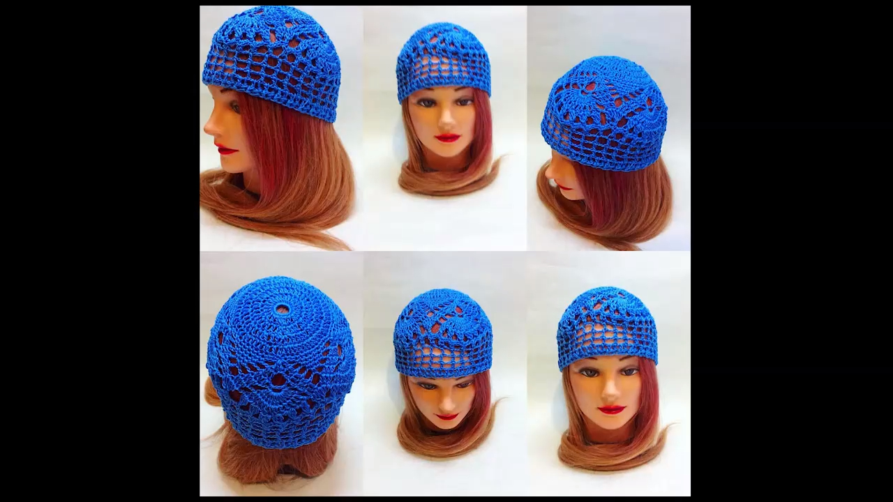 Урок вязания.Шапка летняя ажурная крючком