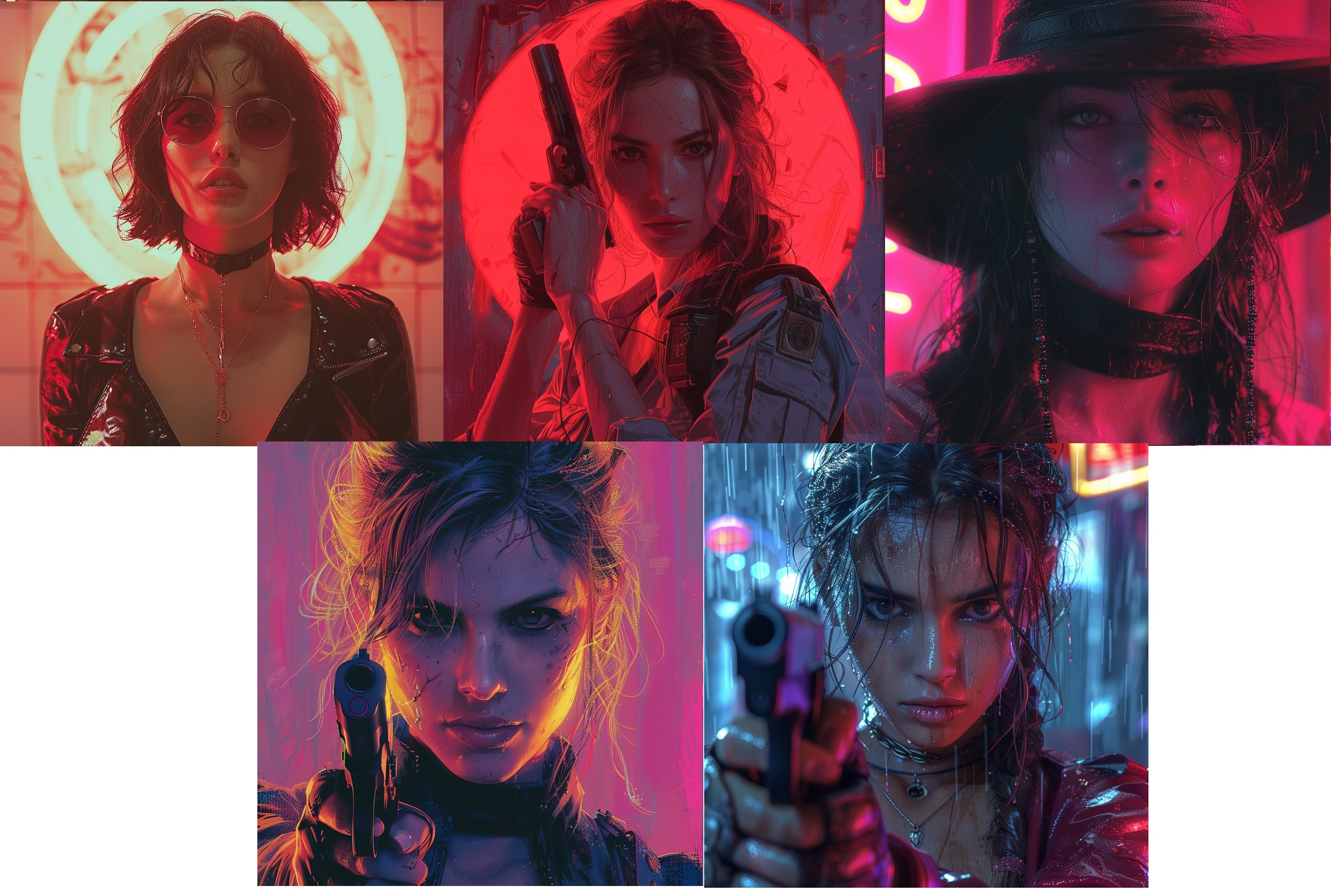 Героини Resident Evil в синтвэйв стиле