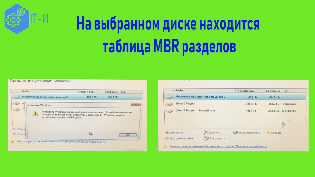 На выбранном диске находится таблица MBR разделов
