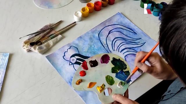Учимся рисовать: рисование вместе с детьми.
Мастер-класс «Портрет петуха»  #ОмскСтрим #музейВрубеля