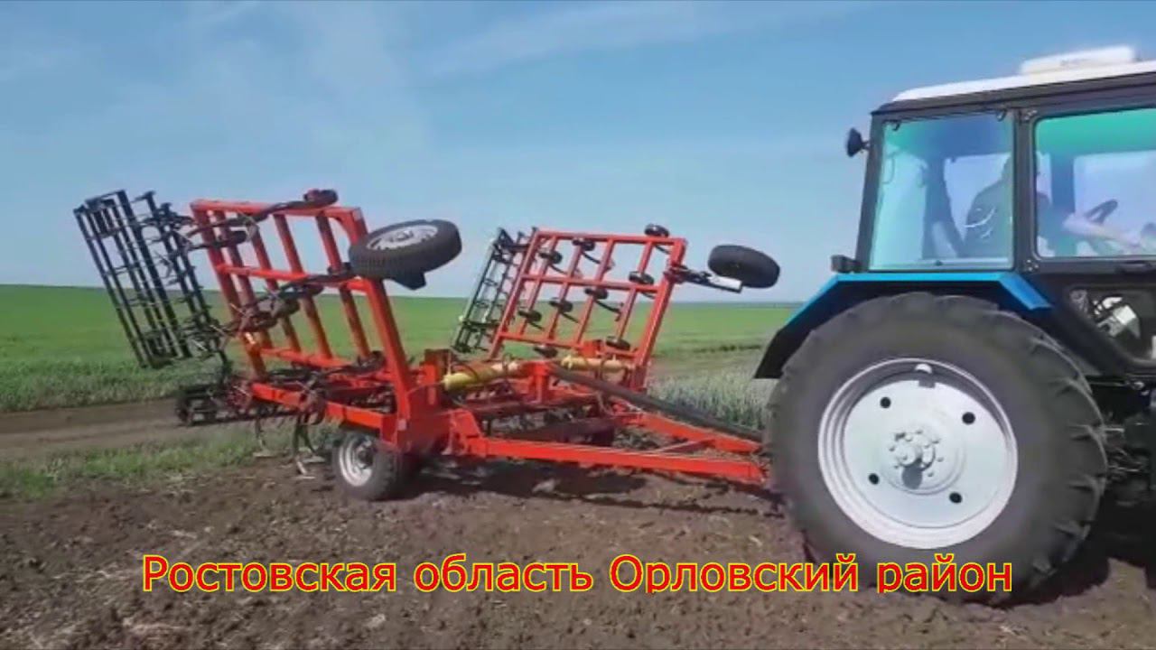 Работа культиватора универсального КСУ 6,4 производства БДТ-АГРО с трактором Беларус 1221