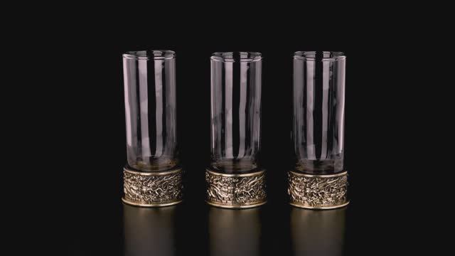 Стопки Дракон 3 или 6 шт (Латунь, стекло)