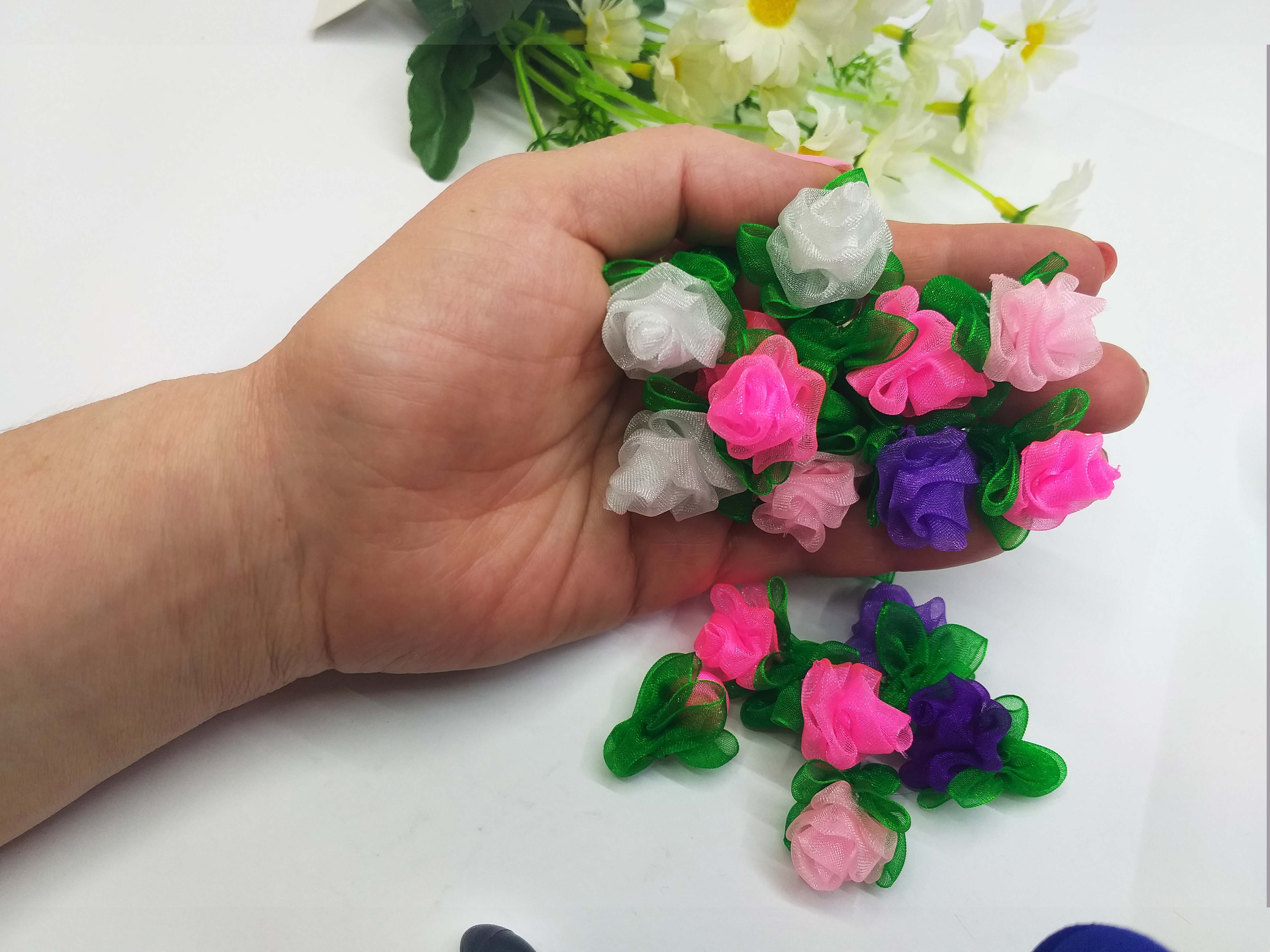 Мини розочки из органзы МК
