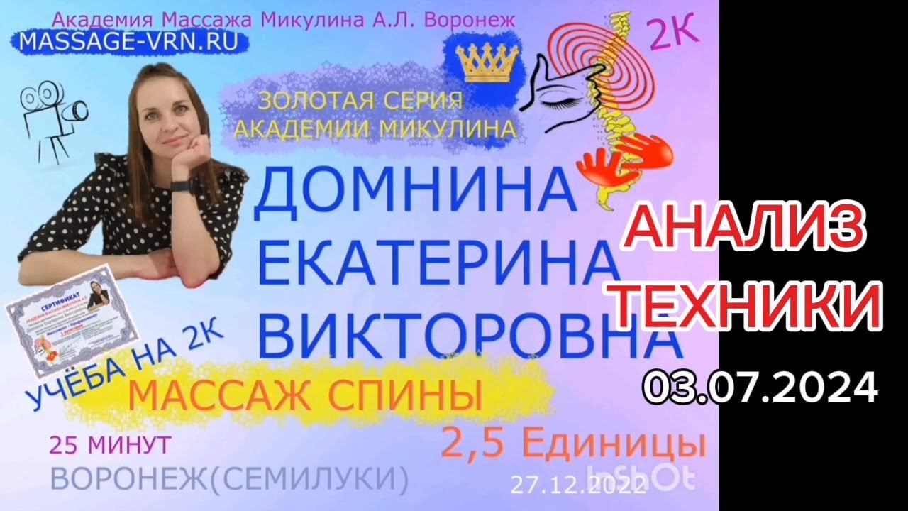 Анализ Техники ИИ МикЛаб. Катя Домнина 2К. Массаж спины. Золотая Серия Академии Микулина. 03.07.2024