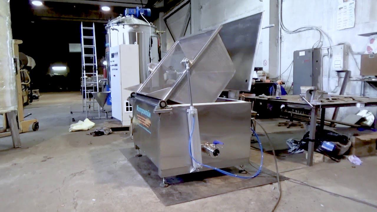 Варочный котёл с автоматом выгрузки варёного мяса, колбасы, сосисок