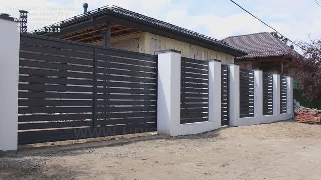 ЗАБОР "ПЛАНКЕН" (РАНЧО) - 120 мм. ПОКРЫТИЕ: ППЛДМ (матовый), ЦВЕТ: RAL 7024 Графитовый-серый.