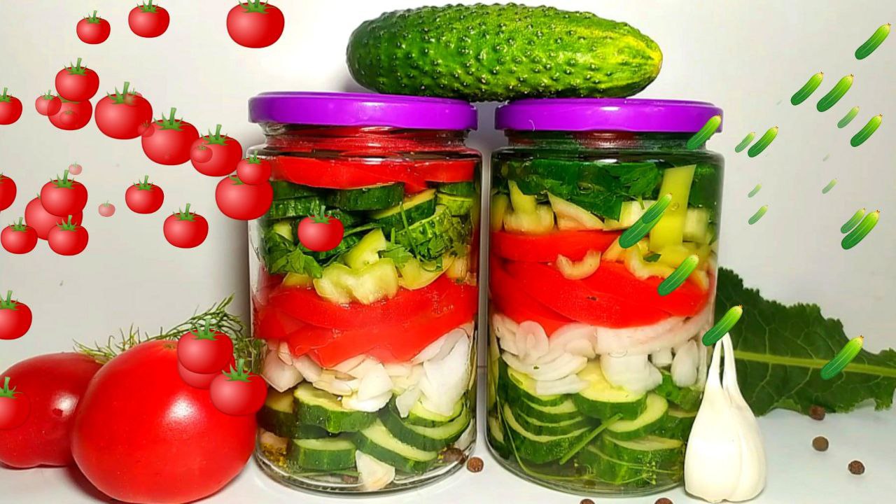 ???БЕЗ ВАРКИ! БЕЗ СТЕРИЛИЗАЦИИ! СВЕЖИЙ ХРУСТЯЩИЙ САЛАТ ИЗ ОГУРЦОВ И ПОМИДОРОВ НА ЗИМУ!