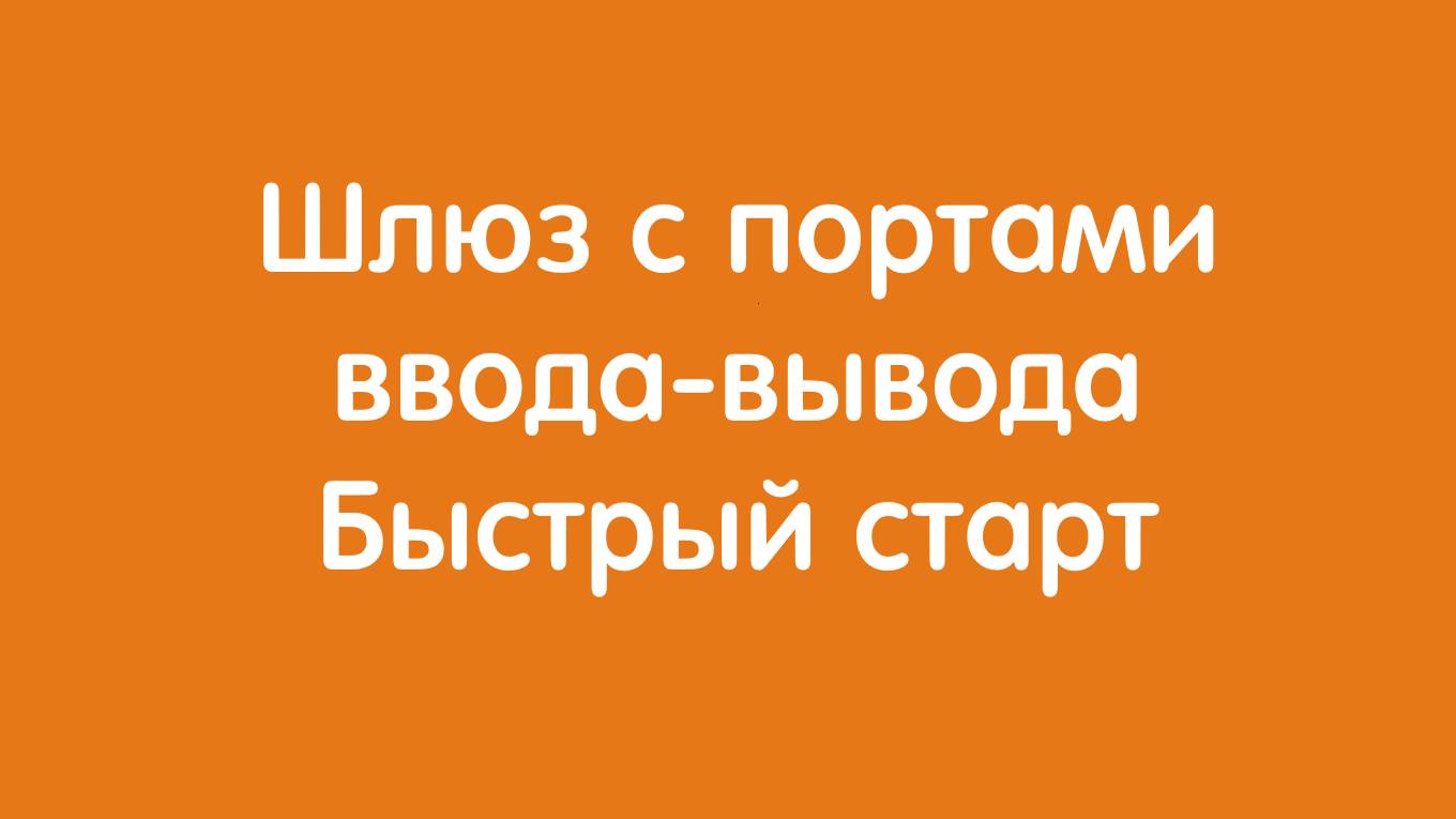 Шлюз с портами ввода-вывода "Автон": Быстрый старт