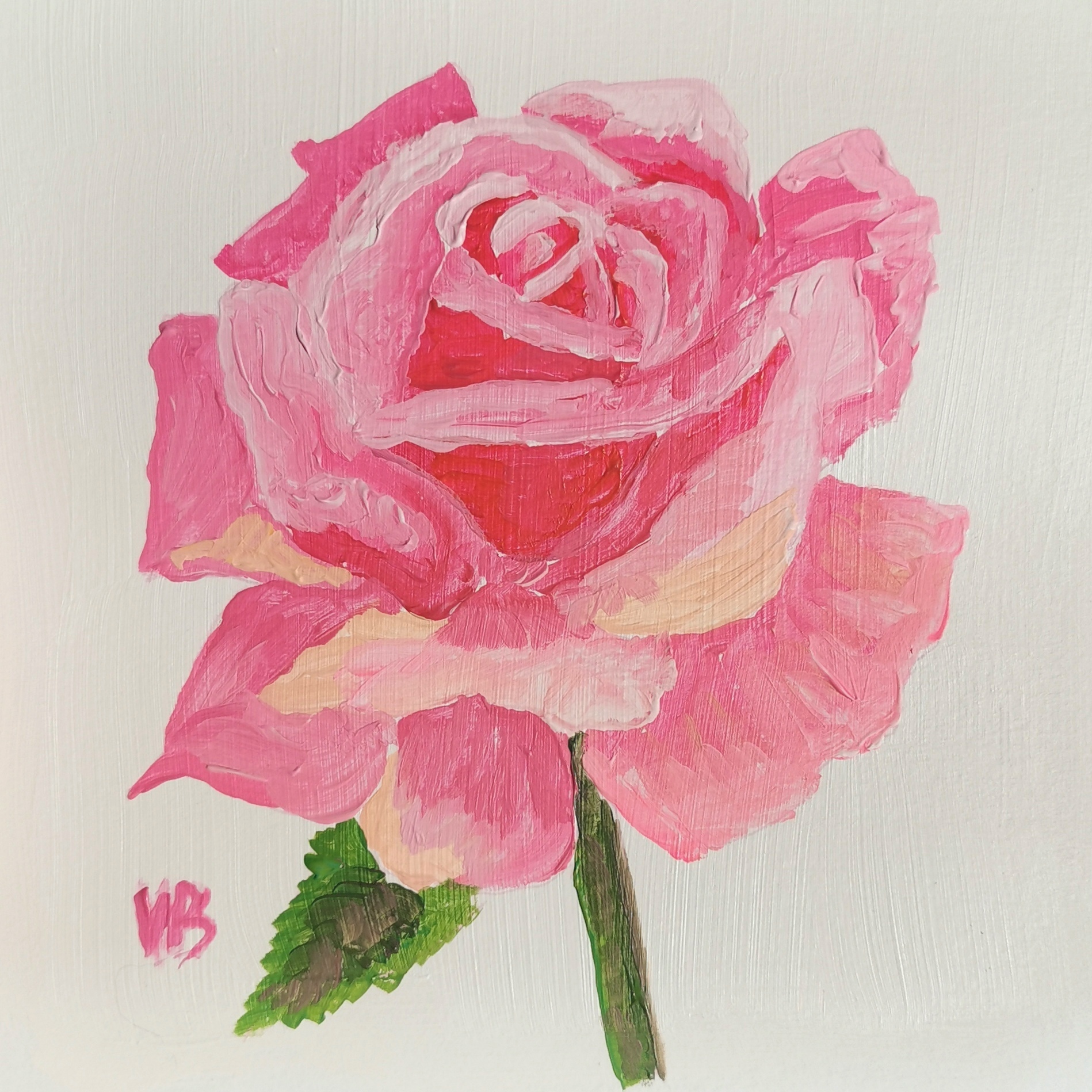 Роза акриловыми красками - это просто || Учимся Рисовать