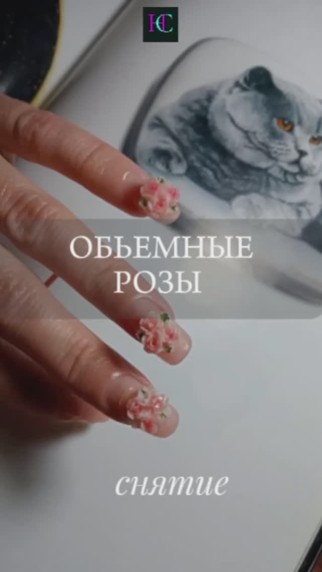 Снятие. Объемные розы на ногтях.🌹