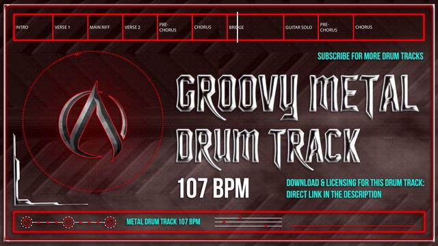 Groovy Metal Drum Track 107 BPM