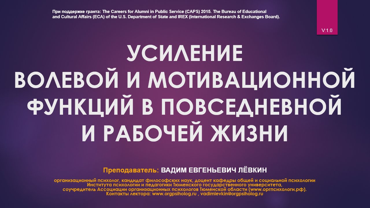 Вадим Лёвкин - Усиление волевой и мотивационной функций в повседневной и рабочей жизни