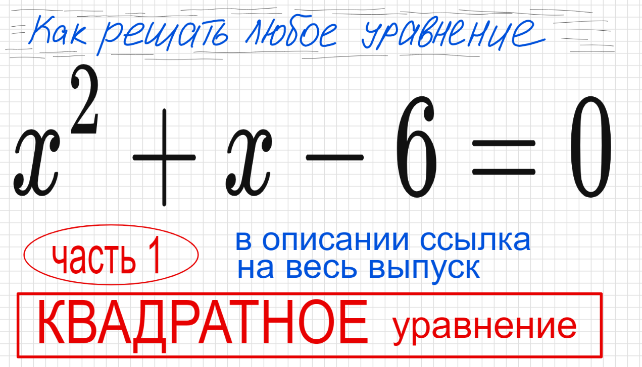 №1.1 Квадратное уравнение х^2+x-6=0 Дискриминант, теорема Виета