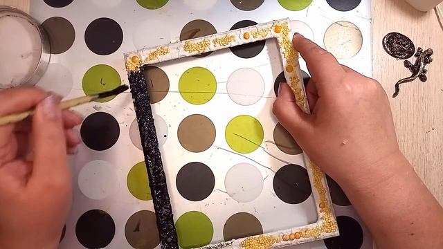 Декупаж рамки для фото - салфеткой ,пшеном ,горохом..