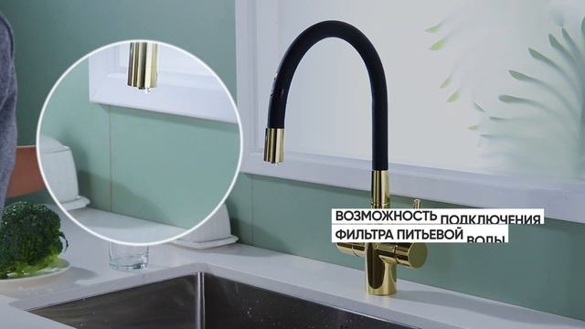 Смеситель для кухни под фильтр с гибким изливом SALIX