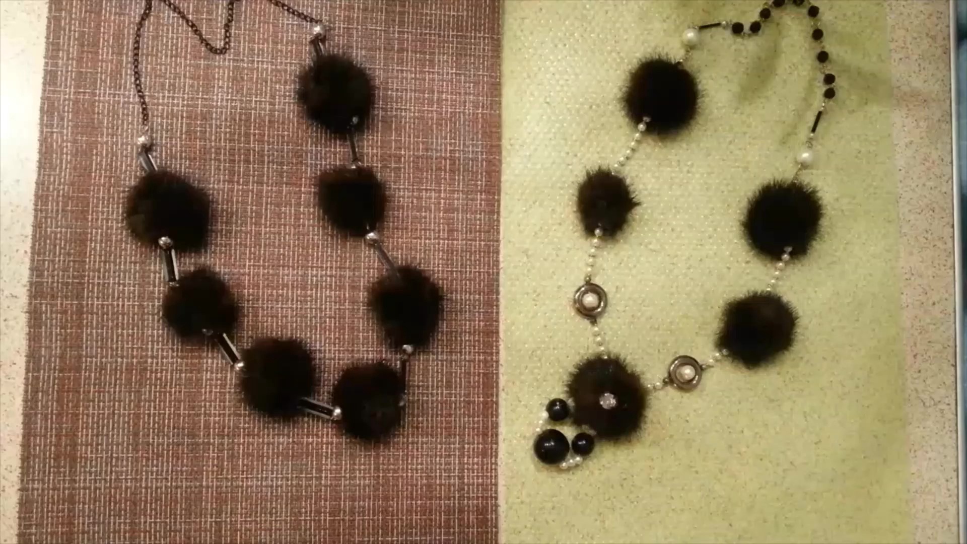 Бусы из кусочков меха.