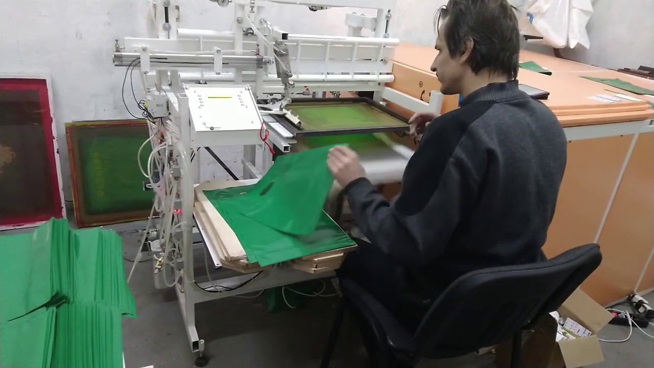 Трафаретная линия по пакетам ПВД. Шелкография