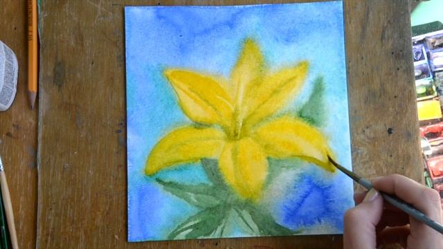 Акварель, лилия.