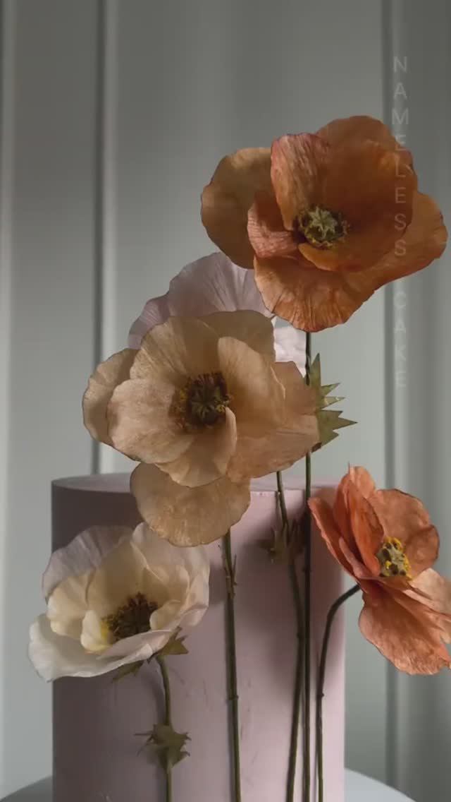 (91) Осенний торт с декором из вафельных цветов #cake #цветы #осень