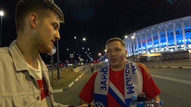 Разговор с болельщиками после матча сборных по футболу Россия-Кипр