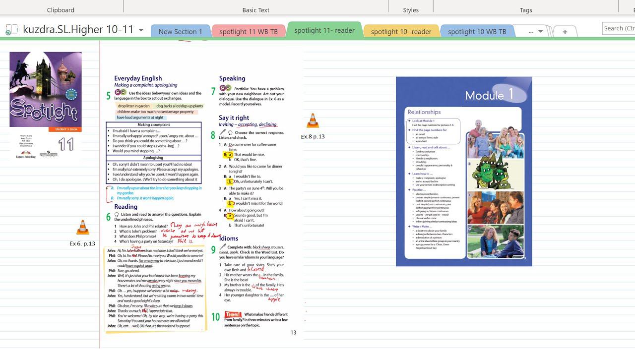 8. Spotlight 11. Unit 1b part 2 + Workbook