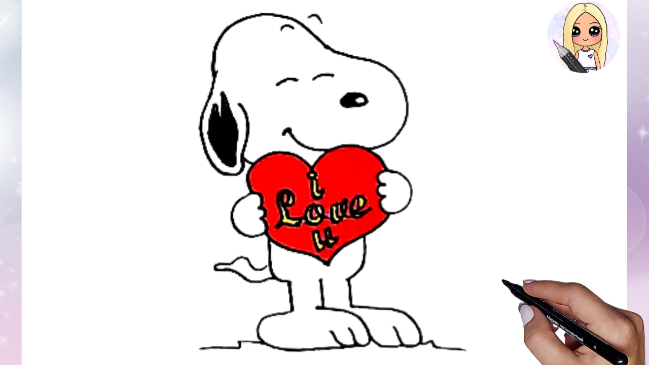 Как нарисовать Снупи из сердечком