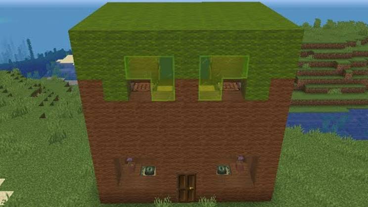 я построил дом в блоке земли в minecraft