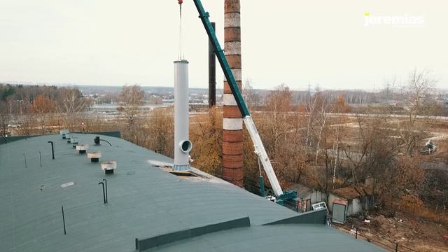 Монтаж самонесущей дымовой трубы. ЖК "Томилино Парк".