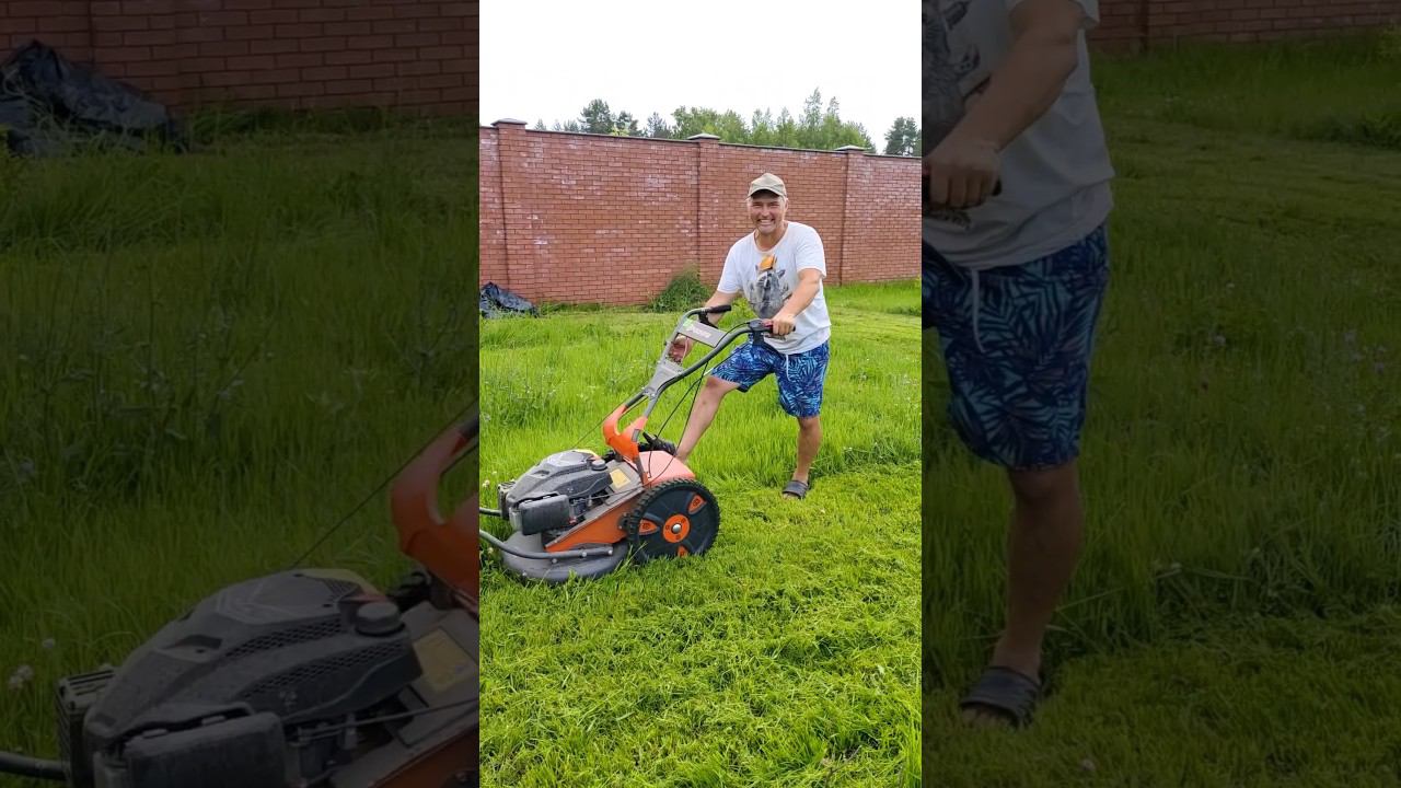 Самая брутальная газонокосилка! #шорты #газон #ландшафт #дача #газонокосилка #husqvarna #дача