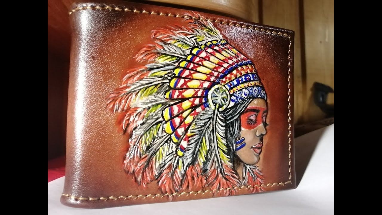 Кошелёк мужской. Изделия из кожи. СКСтиль. Индианка.