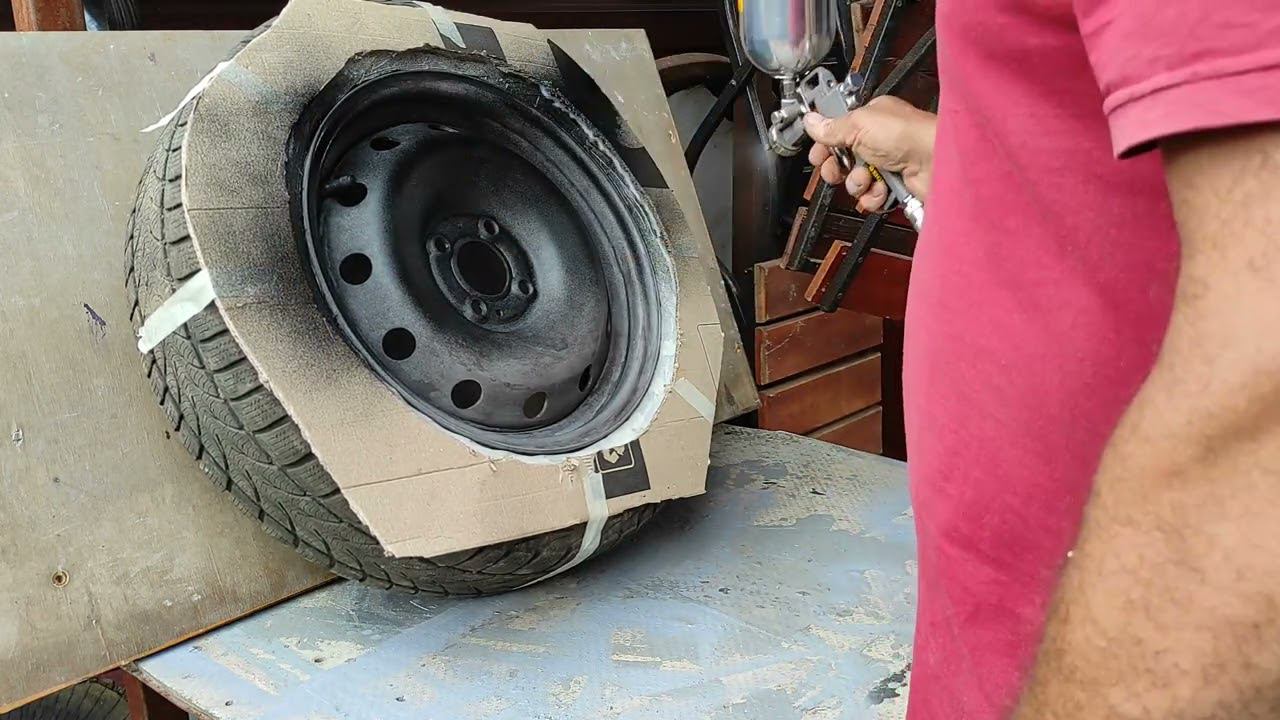 Обработка колес на самодельном пескоструе и покраска