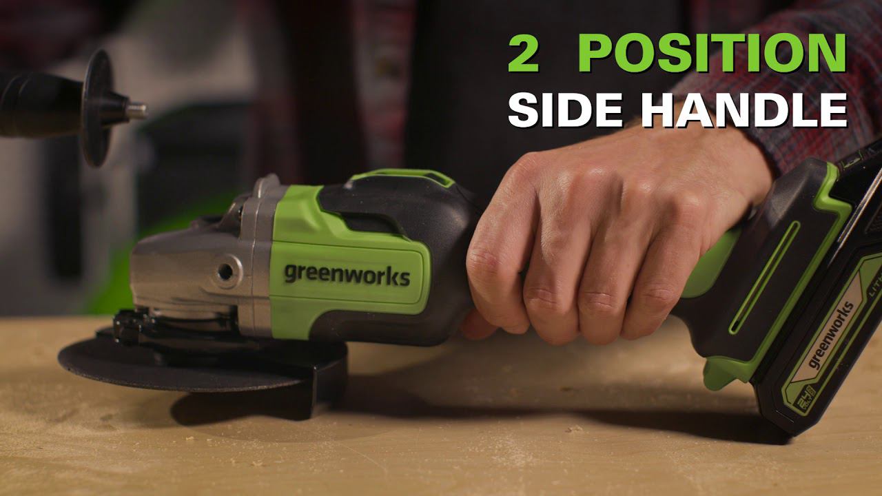 Угловая шлифовальная машина Greenworks GD24AG аккумуляторная бесщеточная 24V (арт 3200207)