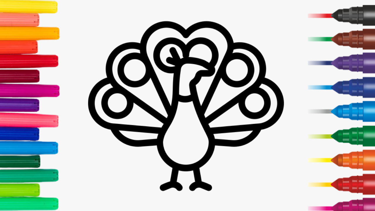 Рисуем павлина фломастерами. Простое рисование для маленьких детей.