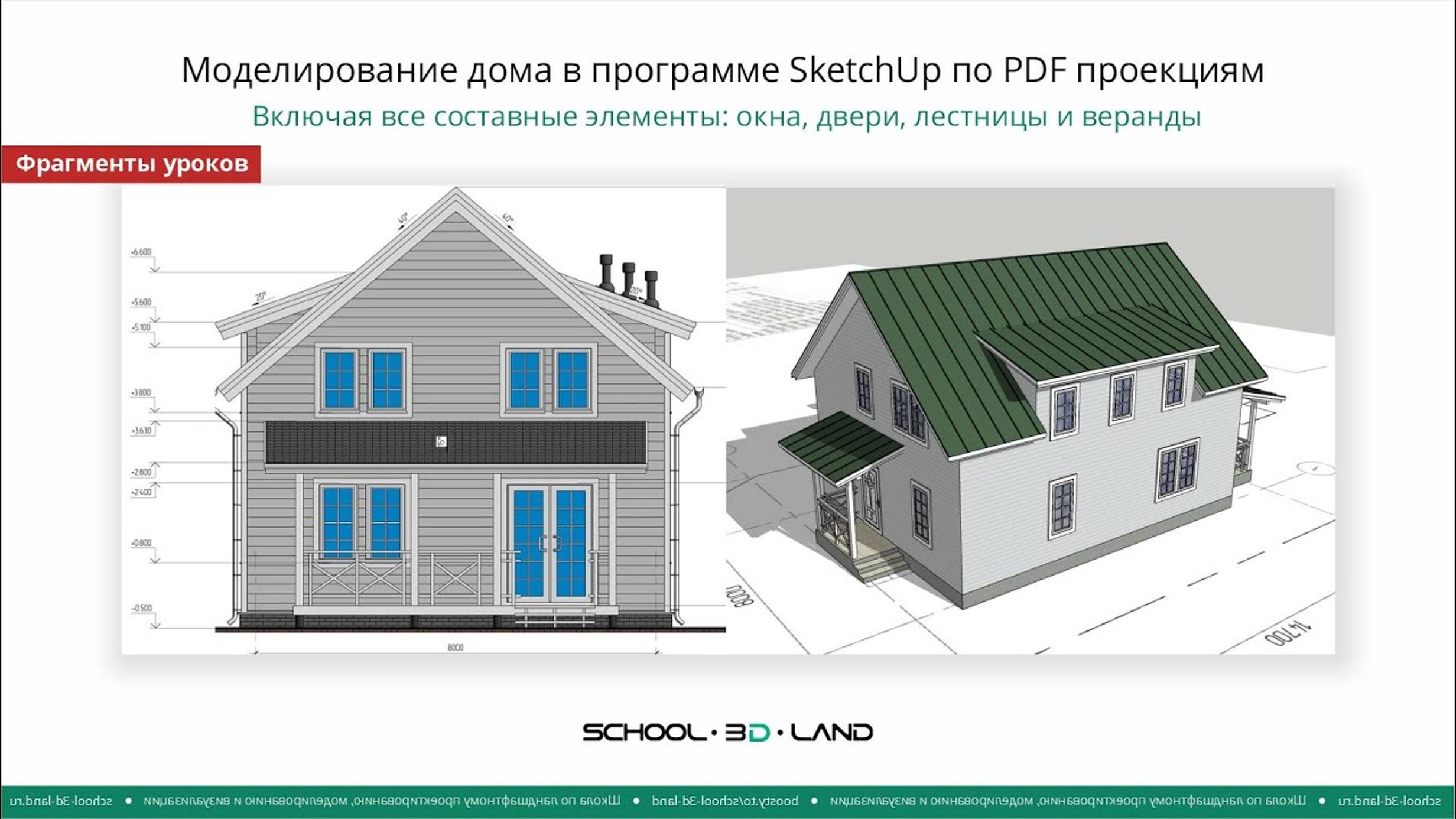 Д8-11. Моделирование дома в SketchUp по PDF проекциям