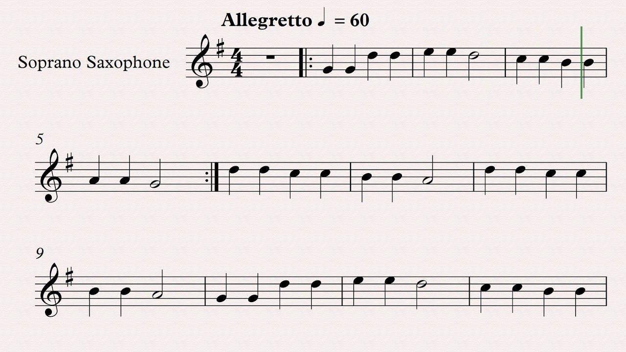 В.А.Моцарт "Аллегретто " видеоминусовка для саксофона-сопрано. Темп 60