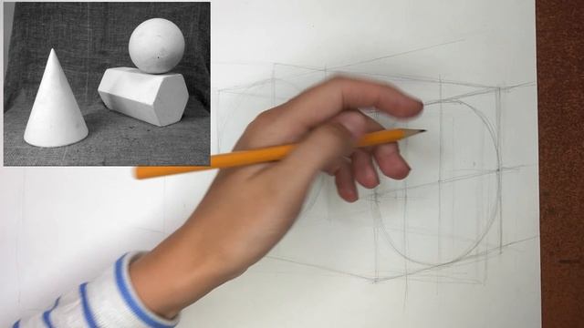 Натюрморт из гипсовых тел. Урок 1 Построение mp4