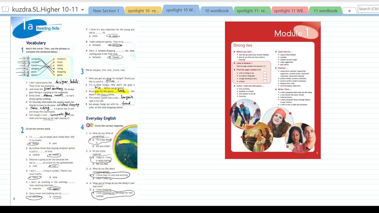 6. Spotlight 10. Module1. Unit 1a.  Workbook
