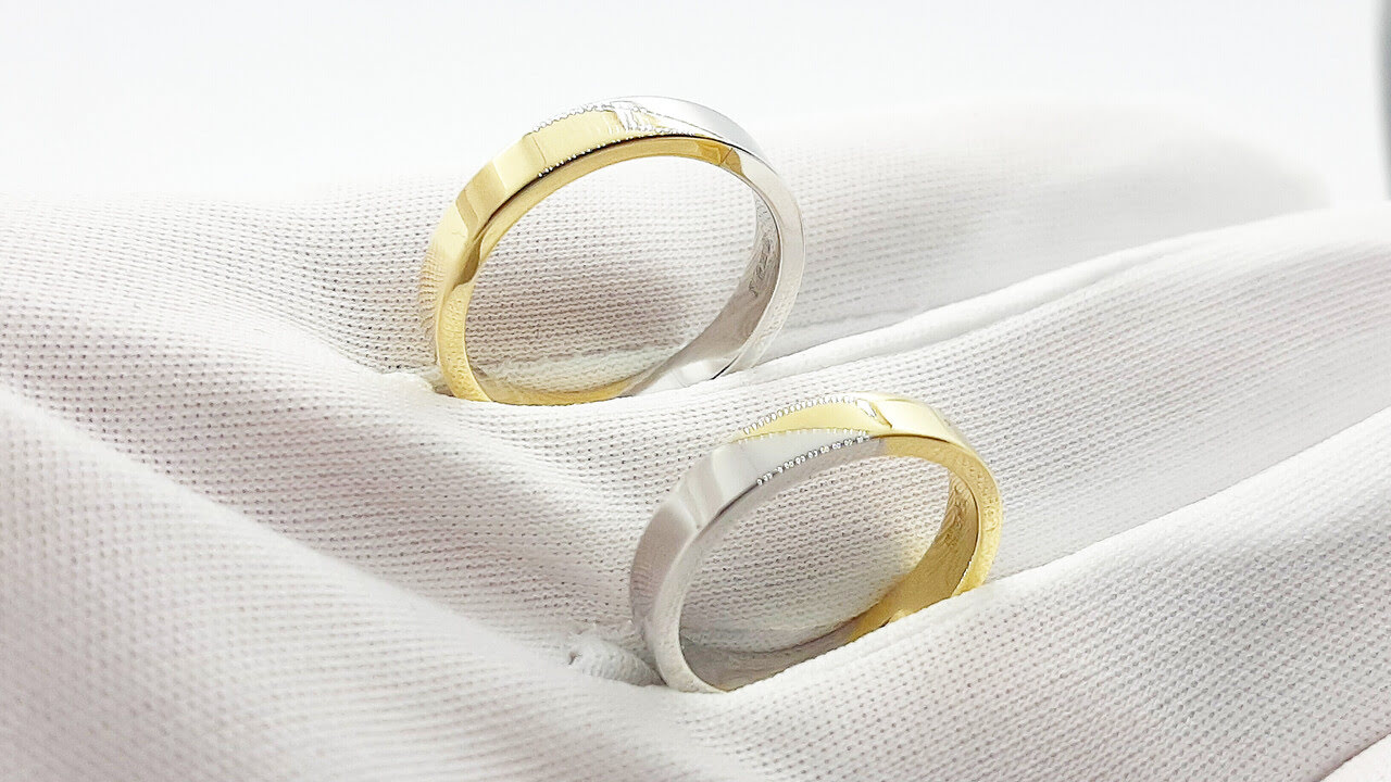 Обручальные кольца белое желтое золото