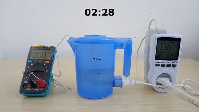 Тестирование электрочайника Капелька GOODHELPER KP-A11. Закипание воды объёмом 0,5 литра