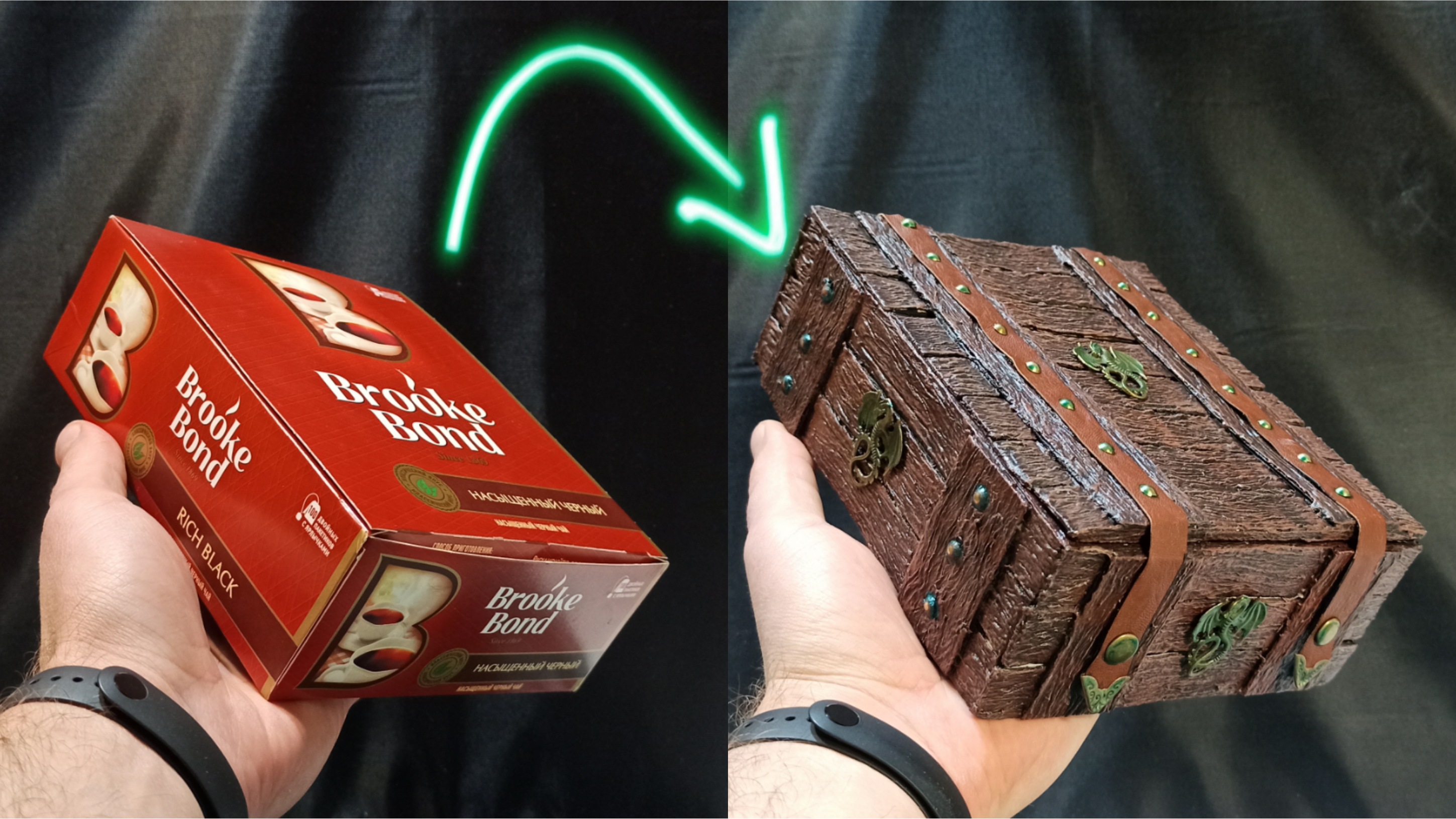 Шкатулка из чайной коробки.