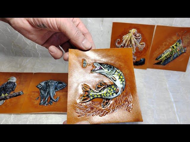 Накладки для книги. Изделия из кожи. СКСтиль. Видео обзор: щука, осьминог, орлан, слон, кузнечик.