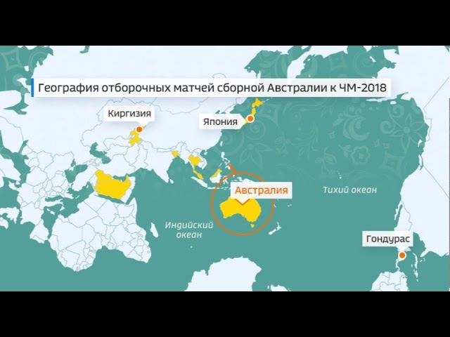 2018. География отборочных матчей сборной Австралии на ЧМ-2018