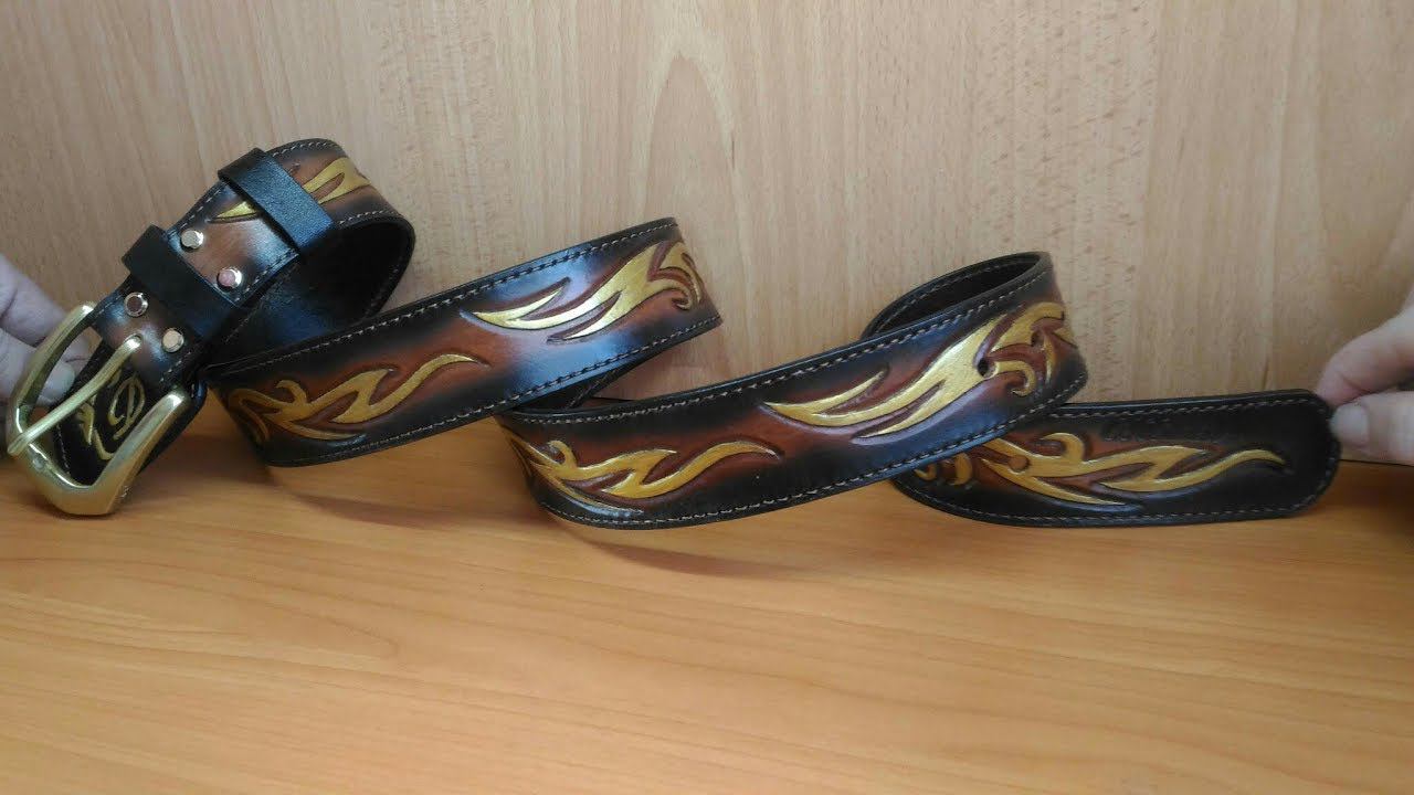 Ремень мужской. Изделия из кожи. СКСтиль. Ремень с монограммой "Д".