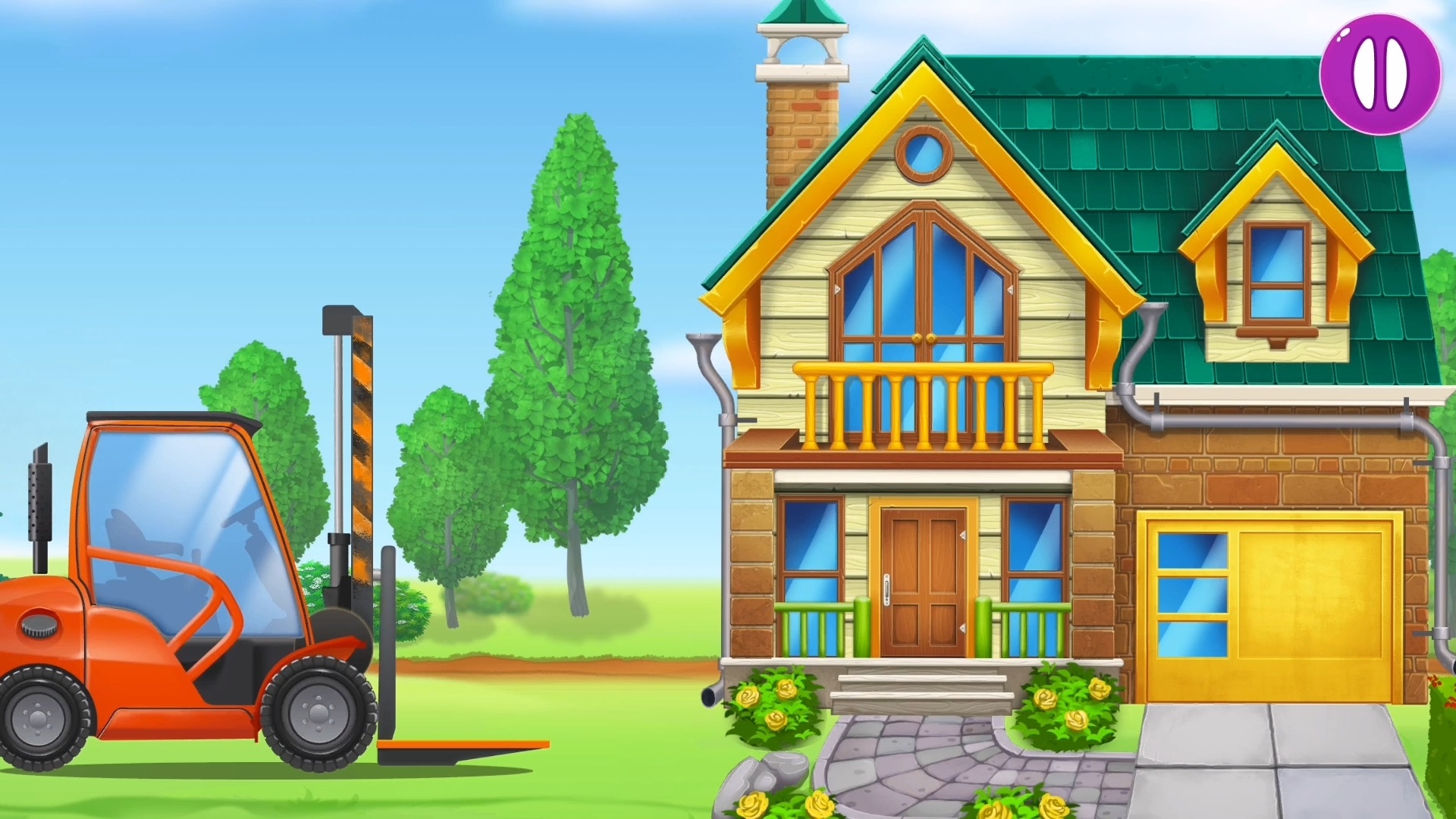 Строим большой двухэтажный дом с гаражом | Мультфильм Стройка для детей