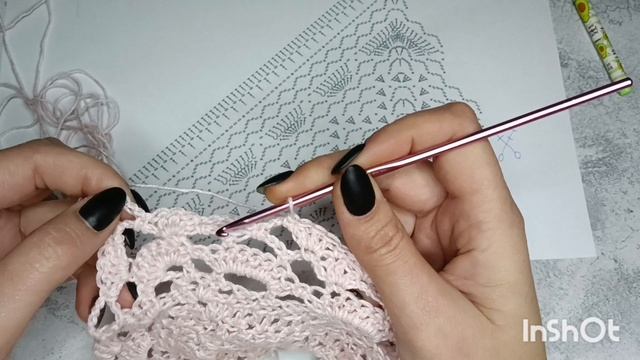 Шаль крючком "Клазиена". Попетельный мастер класс