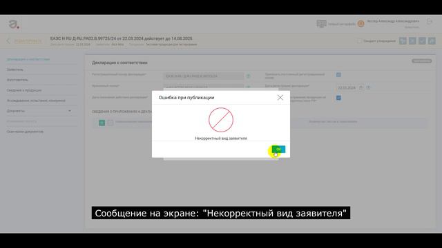 СРД: некорректный тип декларанта
